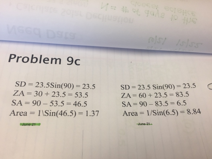 Solved Problem 9c SD-23.5Sin(90)-23.5 ZA-30+23.5-53.5 SA | Chegg.com