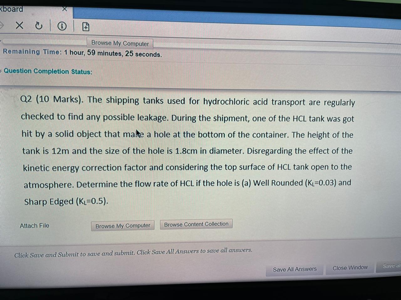 Solved Rboard X & Browse My Computer Remaining Time: 1 hour, | Chegg.com