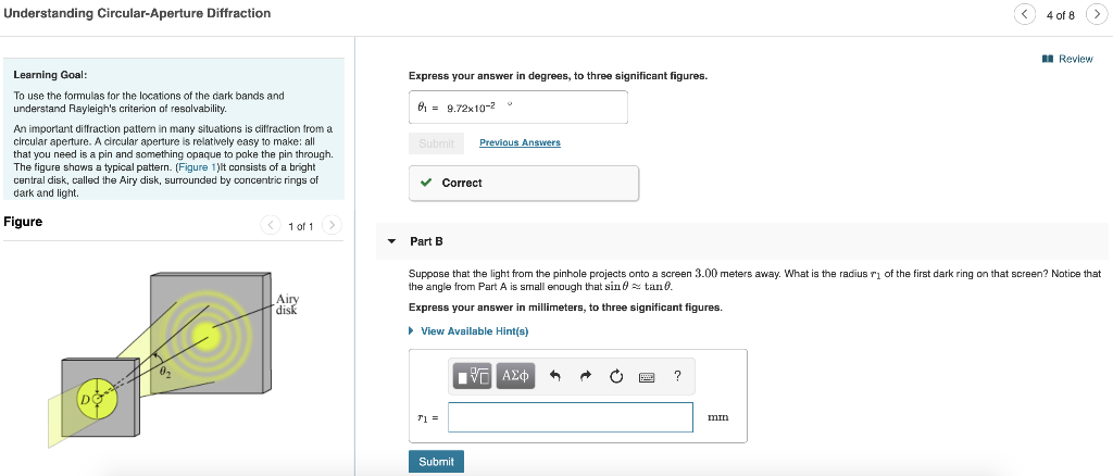Solved Understanding Circular-Aperture Diffraction 4 of 8 | Chegg.com