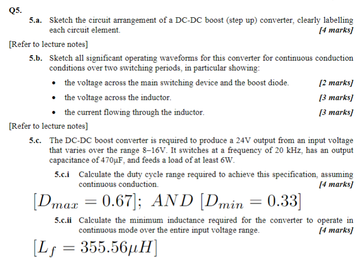 Solved Q5. 5.a. Sketch the circuit arrangement of a DC-DC | Chegg.com