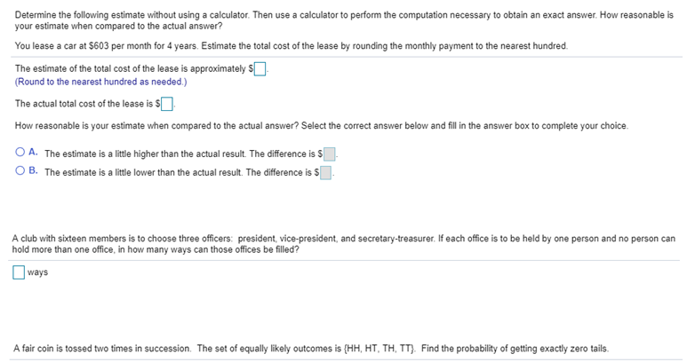 Solved Determine the following estimate without using a | Chegg.com