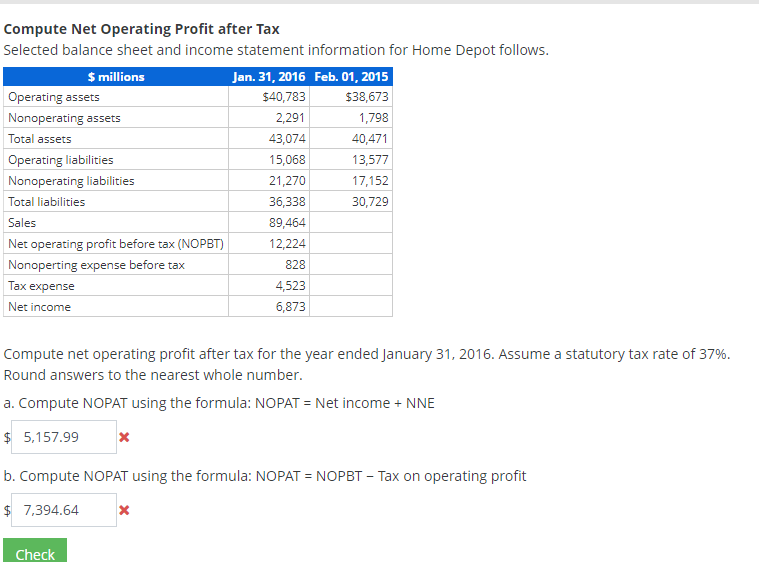 Solved Compute Net Operating Profit after Tax Selected | Chegg.com