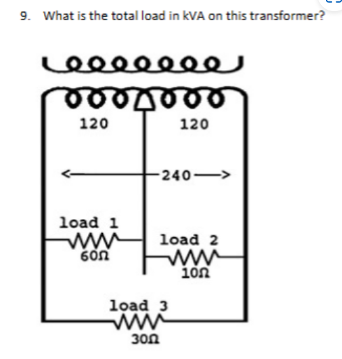 Solved 9. What is the total load in kVA on this transformer? | Chegg.com