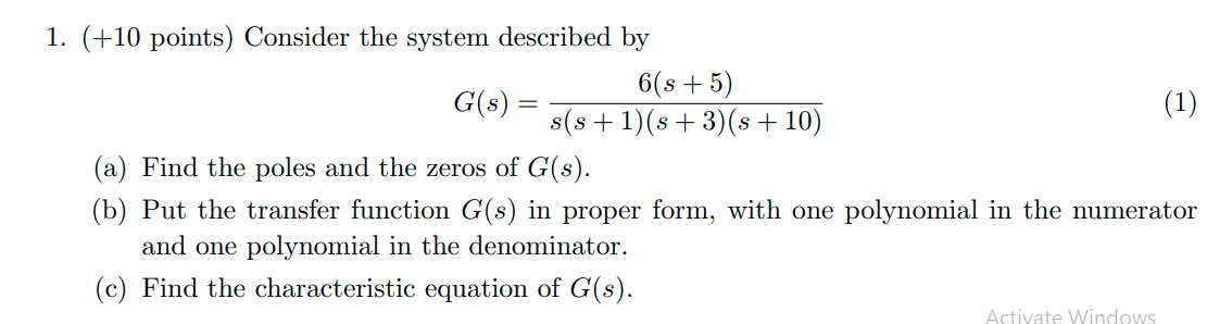 Solved 1. (+10 points ) Consider the system described by | Chegg.com
