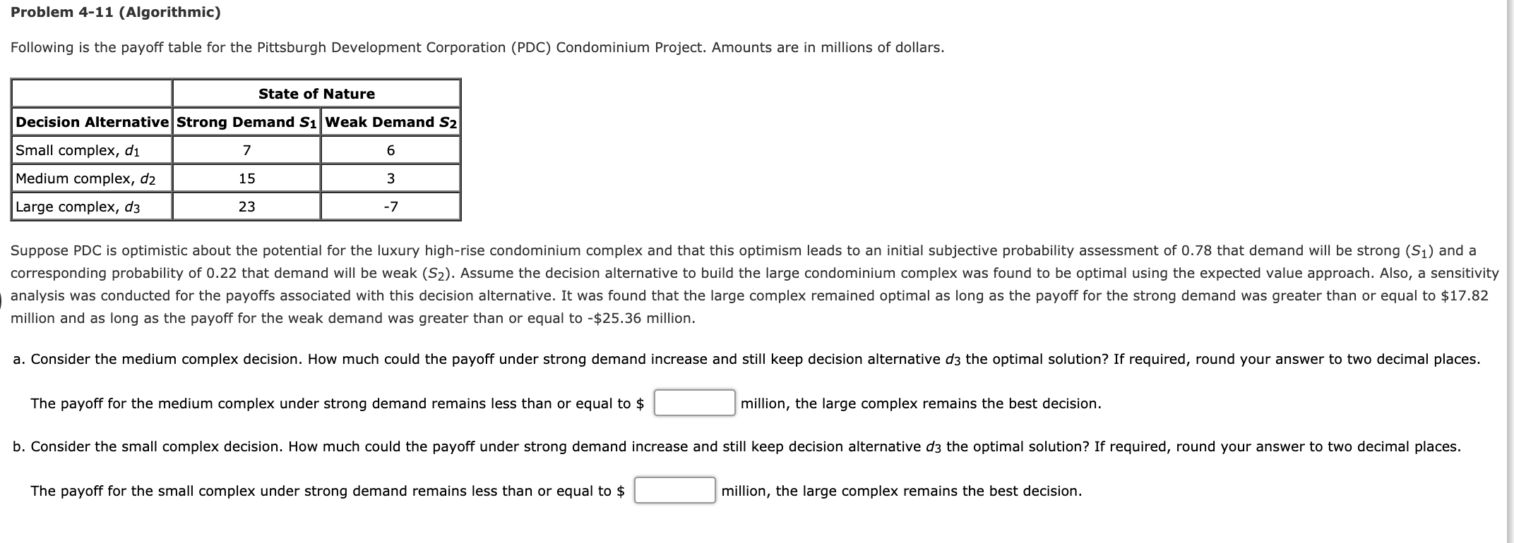 Solved Problem 4-11 (Algorithmic) Following is the payoff | Chegg.com