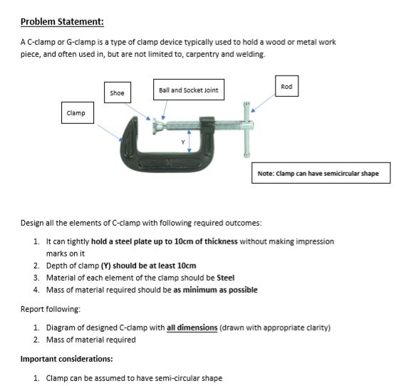 Solved Problem Statement: A C-clamp or G-clamp is a type of | Chegg.com