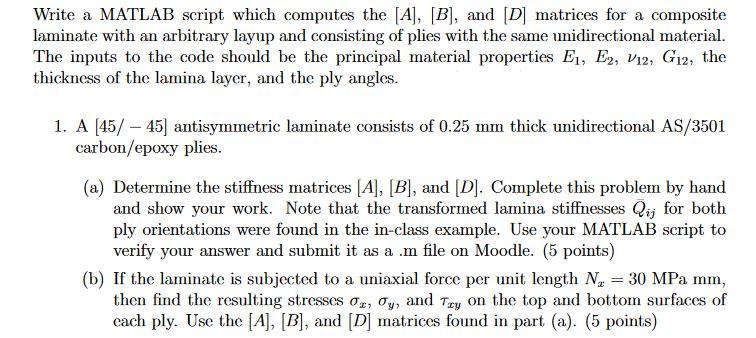 Solved Write A Matlab Script Which Computes The [a] [b] And