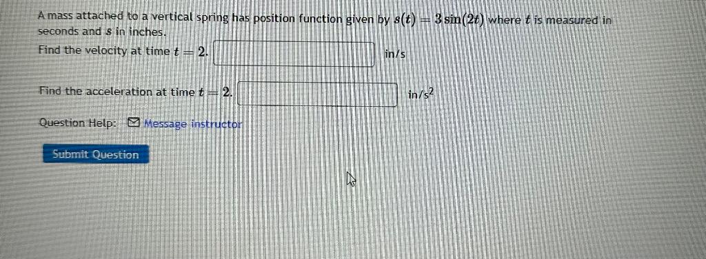 Solved nass attached to a vertical spring has position | Chegg.com