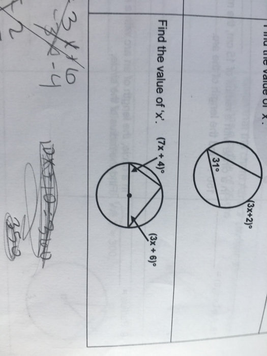 Solved Find the value of 'x'. (7x + 4) degree | Chegg.com