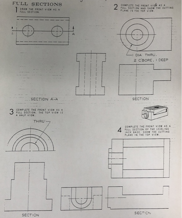 Solved FULL SECTIONS COMPLETE THE FRONT VIEW AS A FULL | Chegg.com