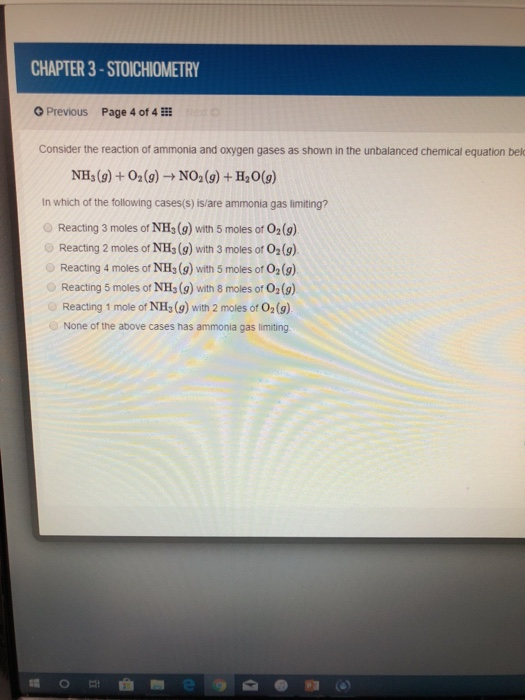 Solved CHAPTER 3-STOICHIOMETRY Previous Page 4 of 4SE | Chegg.com