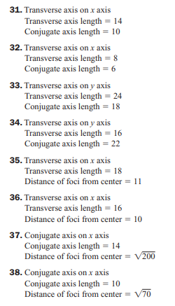 31. Transverse axis on x axis Transverse axis length | Chegg.com