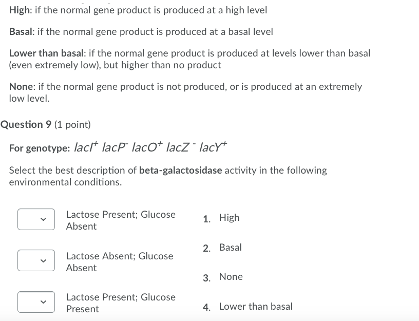 Solved High: if the normal gene product is produced at a | Chegg.com