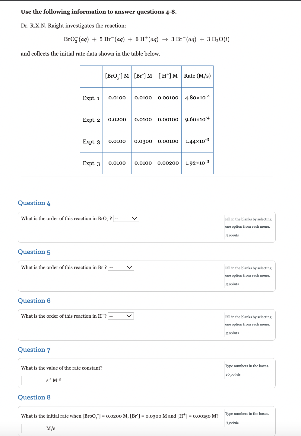 Solved Use the following information to answer questions | Chegg.com