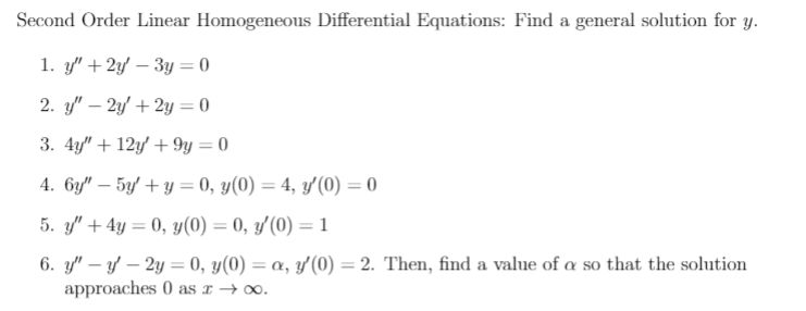 Solved Second Order Linear Homogeneous Differential | Chegg.com