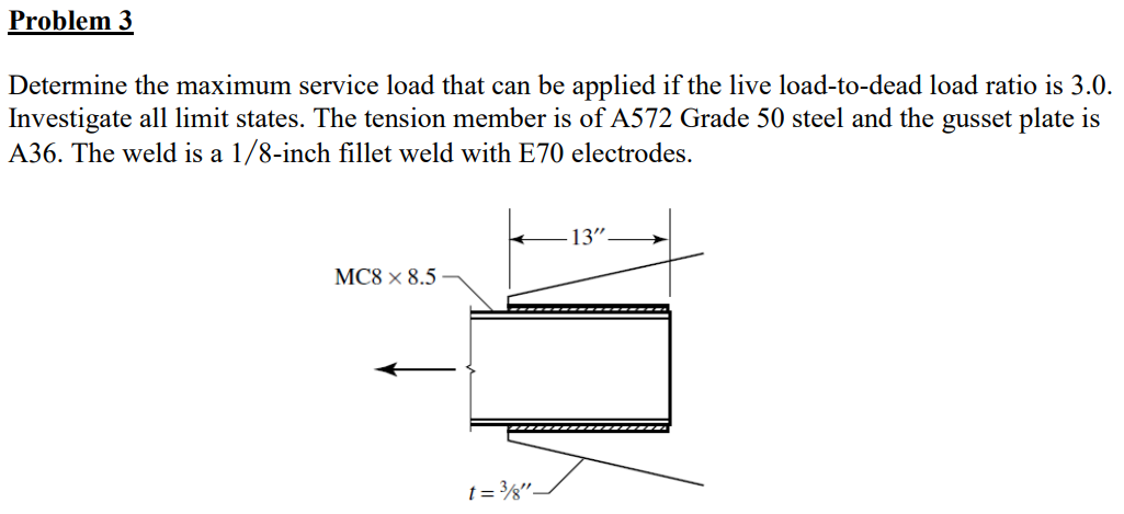 Solved Problem 3 Determine the maximum service load that can | Chegg.com