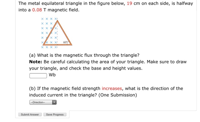 Solved The metal equilateral triangle in the figure below, | Chegg.com