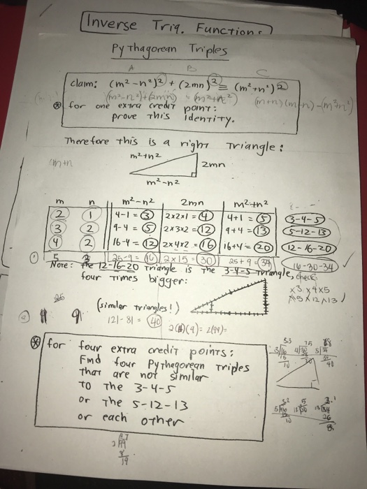 Solved Pythagorean Triples I’ve marked | Chegg.com