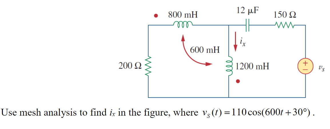 Solved Use mesh analysis to find ix in the figure, where | Chegg.com