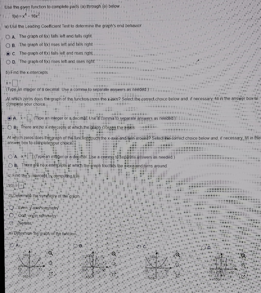 Solved Use the given function to complete parts (a) through | Chegg.com
