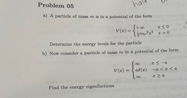 Solved a) A particle of mass m is in a potential of the form | Chegg.com