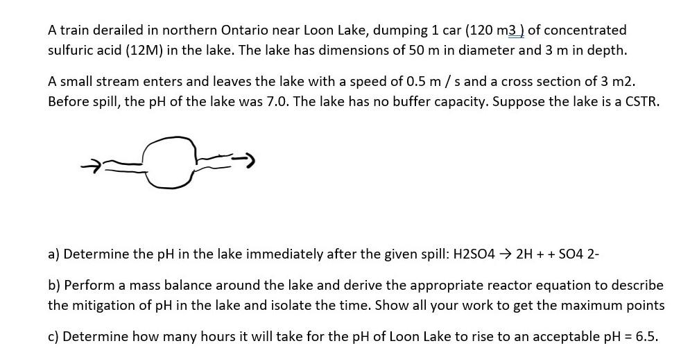 Solved A train derailed in northern Ontario near Loon Lake, | Chegg.com