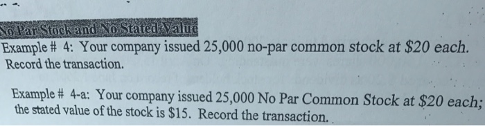 Solved Your company issued 25,000 no-par common stock at $20 | Chegg.com