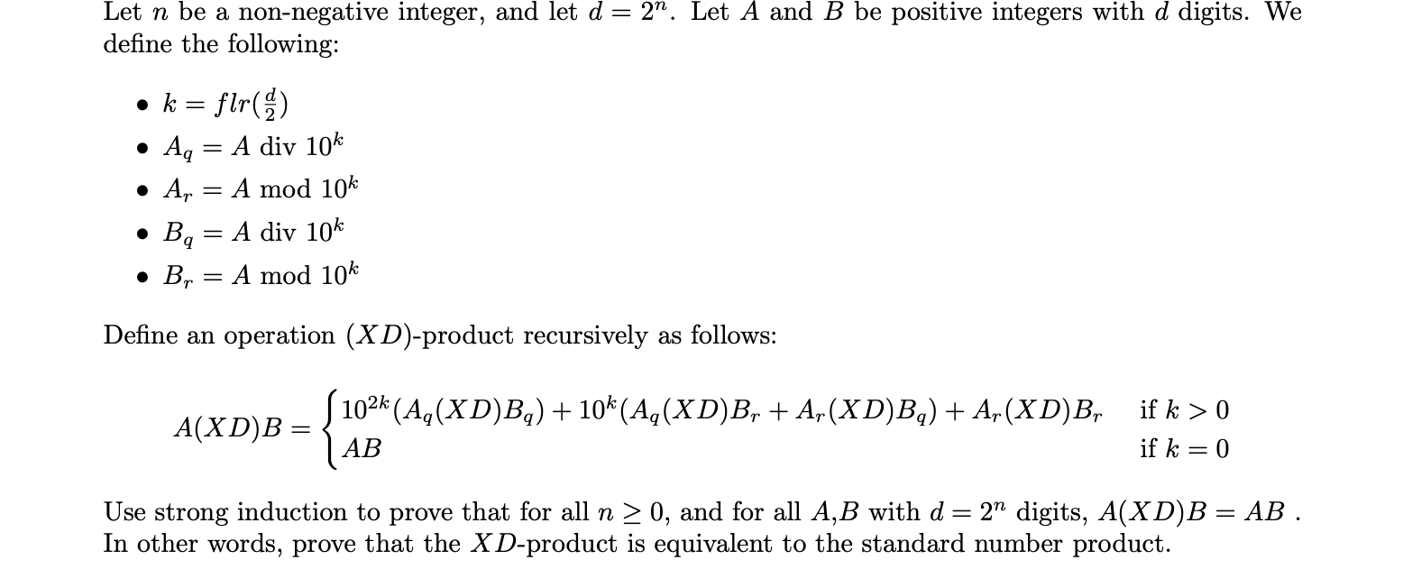 Solved Let n be a non-negative integer, and let d=2n. Let A | Chegg.com