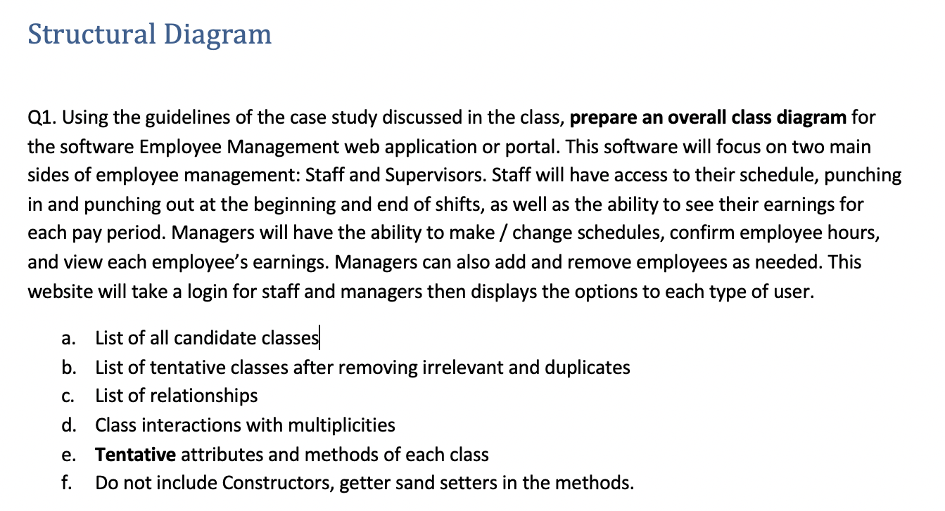 Solved Structural Diagram Q1. Using the guidelines of the | Chegg.com