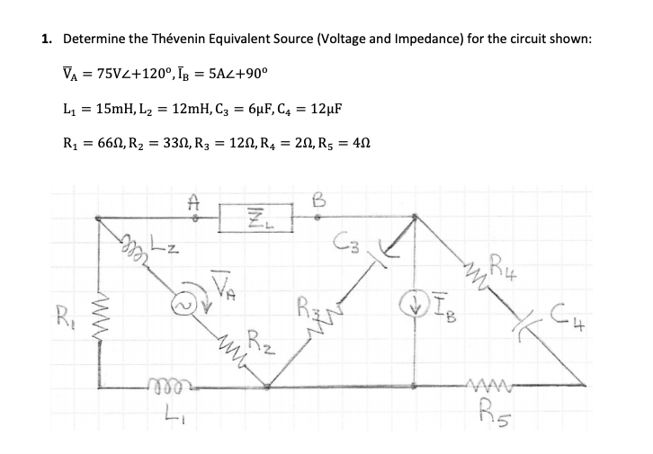 Solved 1. Determine the Thévenin Equivalent Source (Voltage | Chegg.com