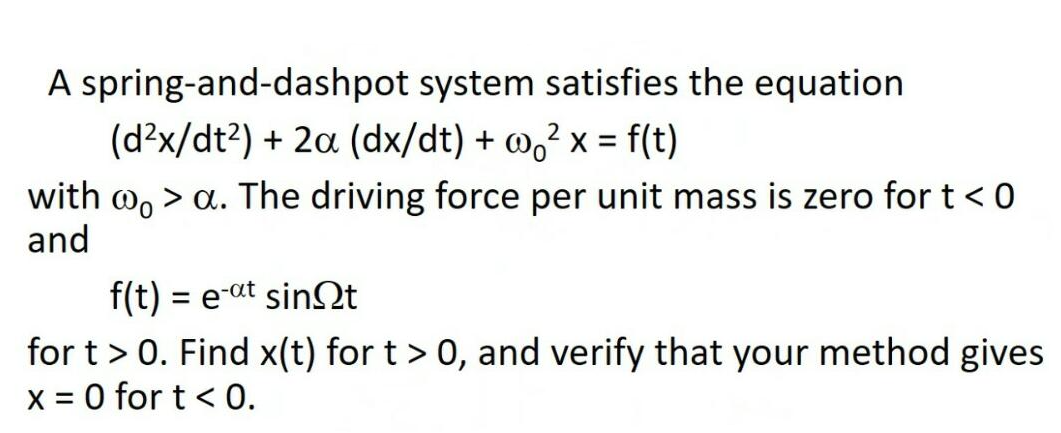Solved A spring-and-dashpot system satisfies the equation | Chegg.com