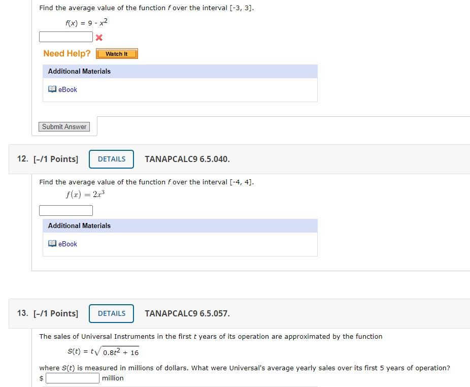 Solved Find the average value of the function f over the | Chegg.com
