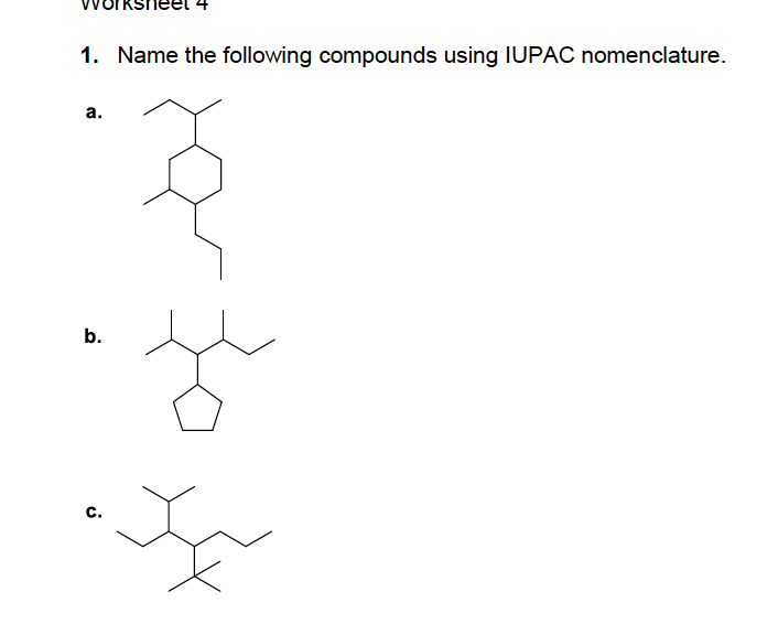 Solved 2. Draw the structures of the compounds based on the | Chegg.com