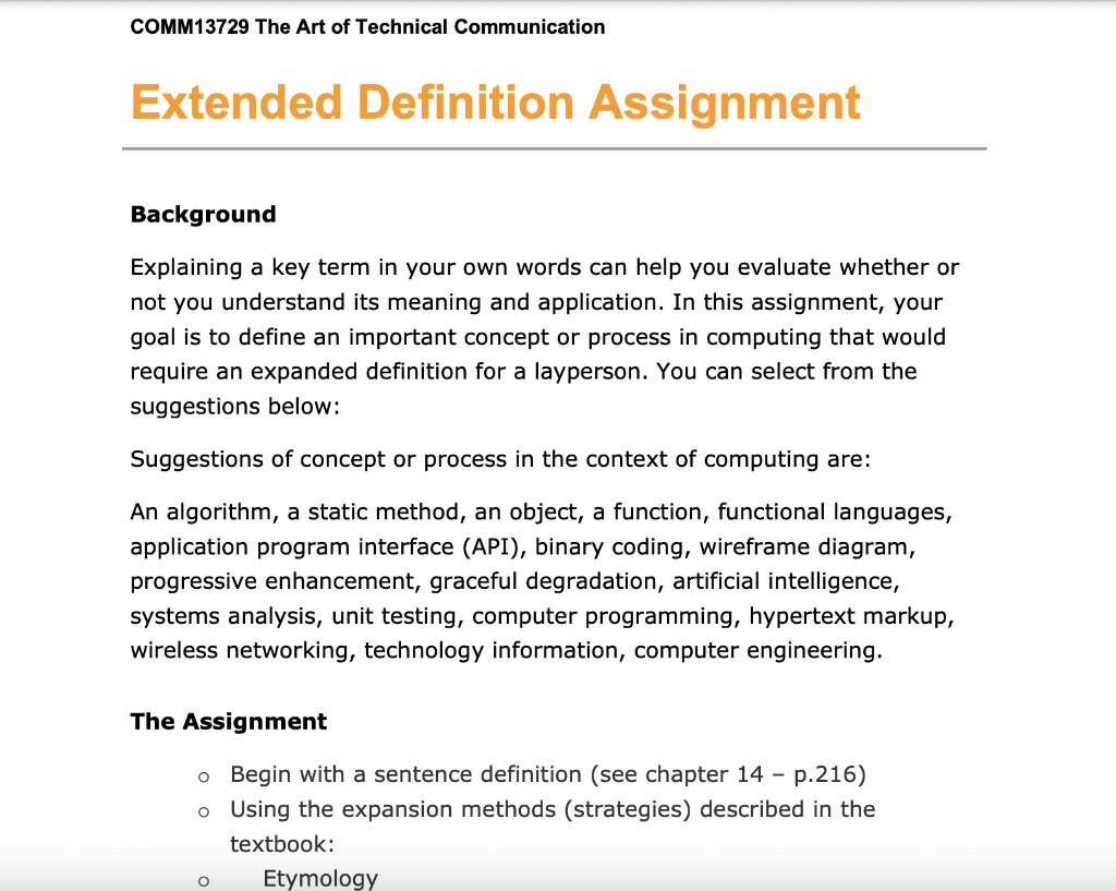 Solved COMM13729 The Art of Technical Communication Extended | Chegg.com