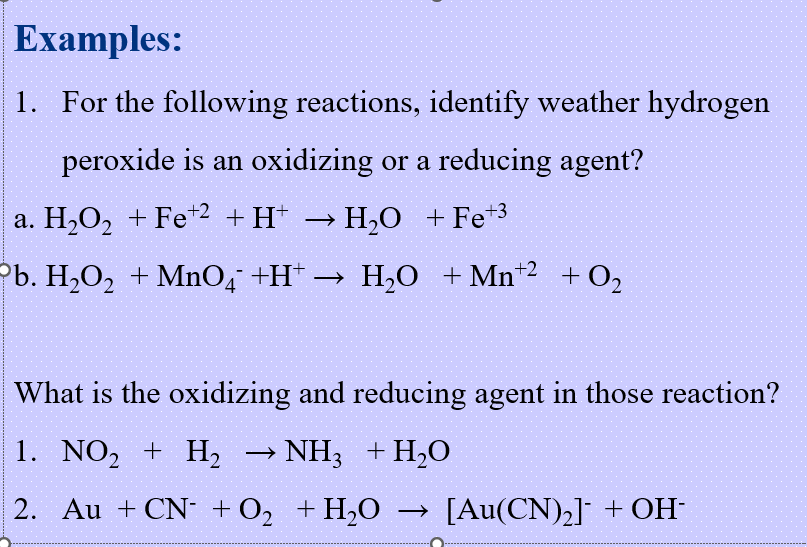 Solved Examples: 1. For the following reactions, identify | Chegg.com