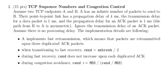 Solved 2. (15 pts) TCP Sequence Numbers and Congestion | Chegg.com