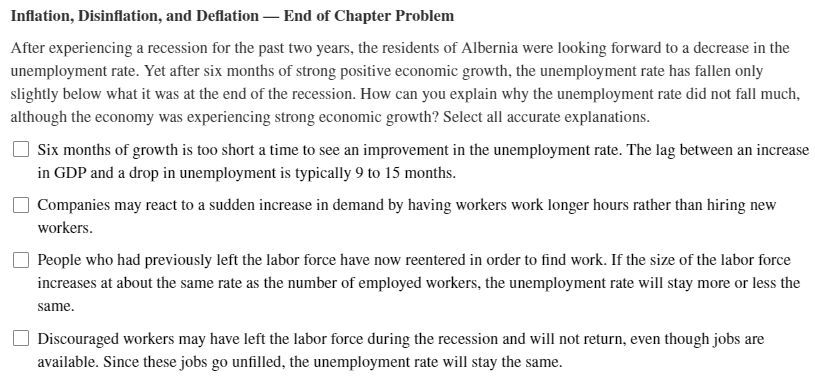 Solved Inflation, Disinflation, and Deflation - End of | Chegg.com