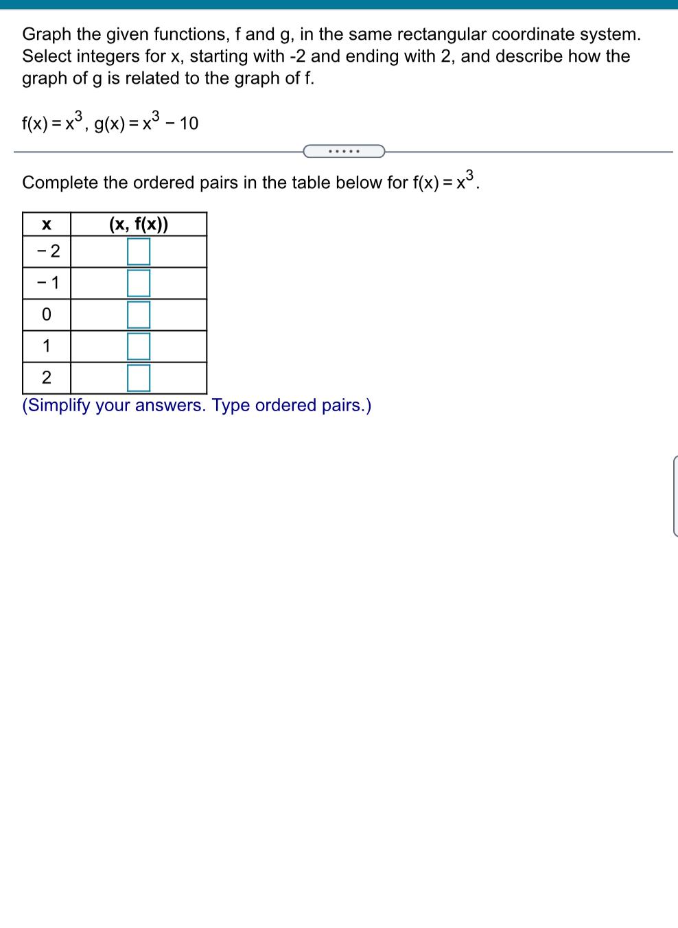 Solved Graph the given functions, f and g, in the same | Chegg.com