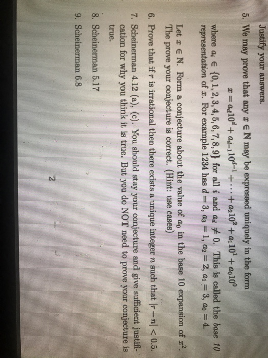 Solved Justify your answers. 5. We may prove that any r e N | Chegg.com