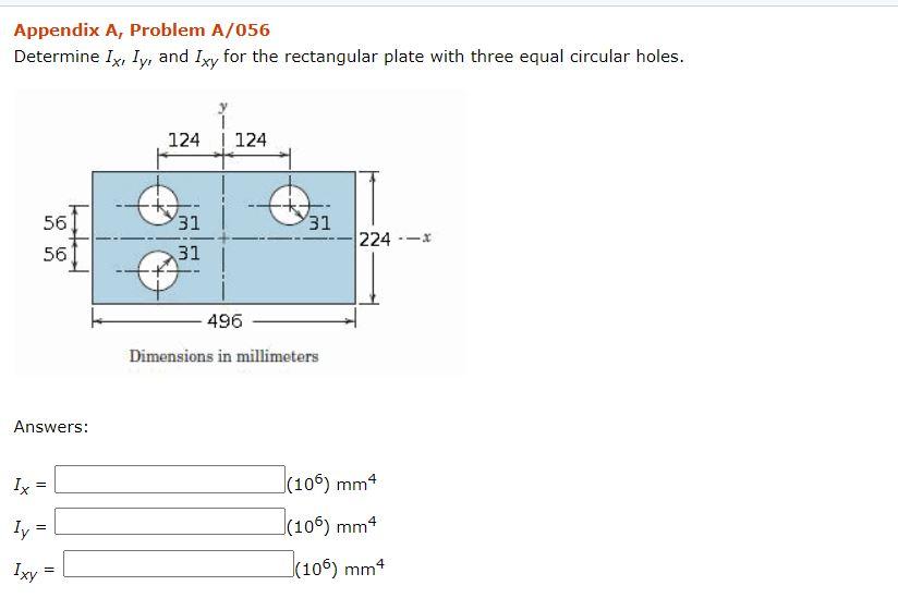 Solved Appendix A, Problem A/056 Determine Ix, ly, and Ixy | Chegg.com