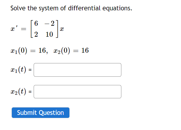 Solved Solve the system of differential equations. | Chegg.com