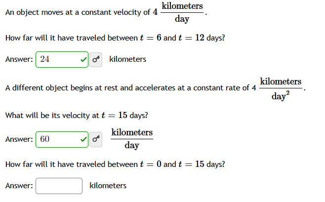 Solved kilometers An object moves at a constant velocity of | Chegg.com