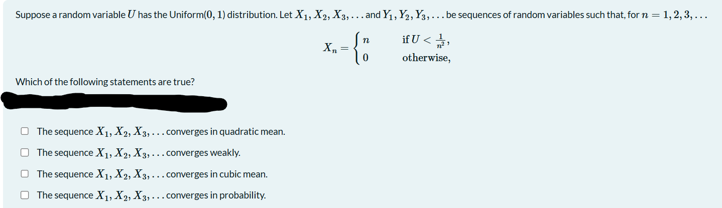 Solved Suppose a random variable U | Chegg.com