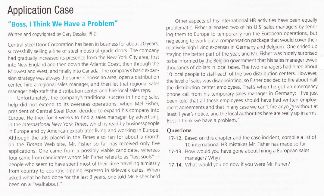 Solved Application Case "Boss, I Think We Have a Problem" | Chegg.com