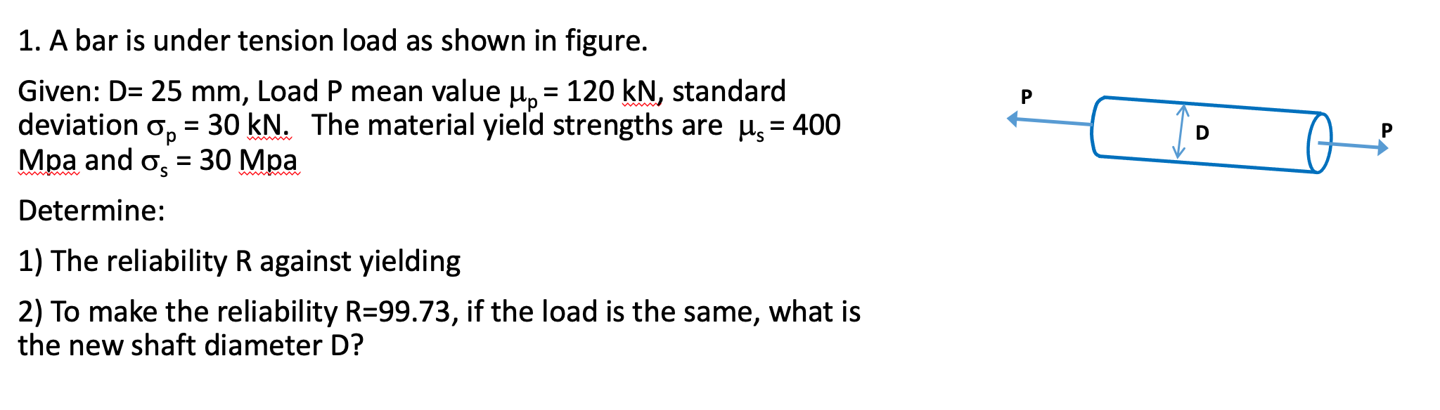 Solved 1. A bar is under tension load as shown in figure. | Chegg.com