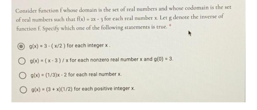 Solved Consider function f whose domain is the set of real | Chegg.com