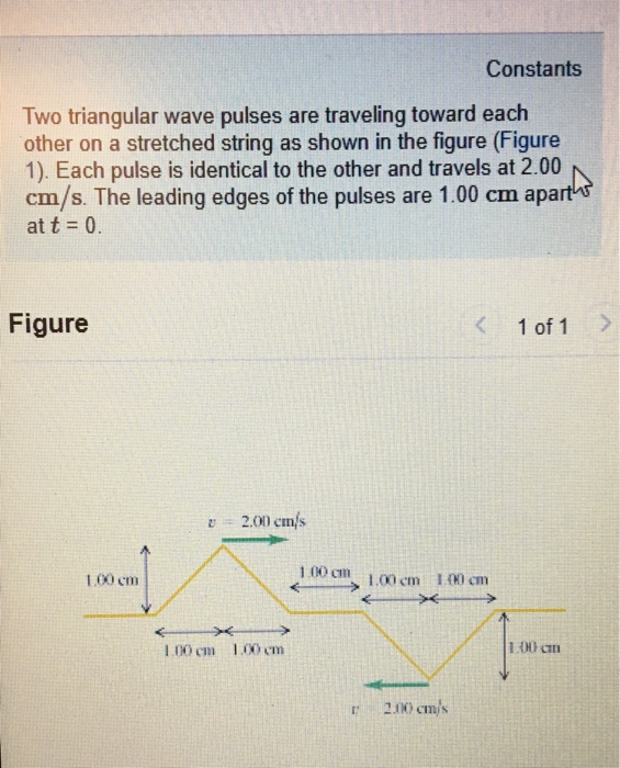 Solved Constants Two triangular wave pulses are traveling | Chegg.com