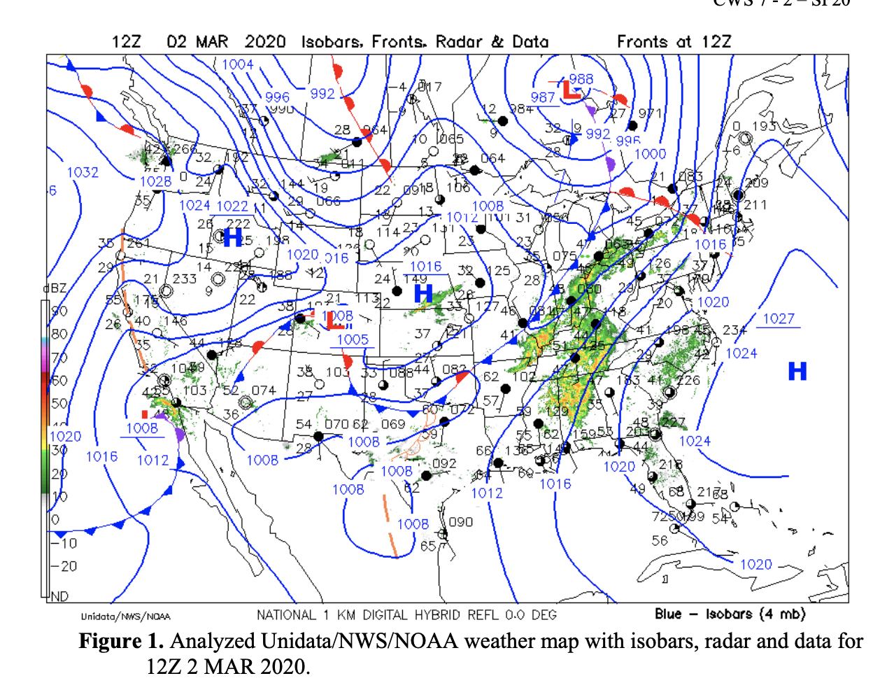 Solved W I - 2 SI 20 122 02 MAR 2020 Isobars, Fronts. Radar | Chegg.com