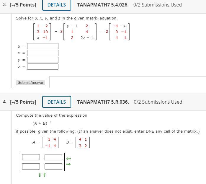 Solved 3. [-15 Points] DETAILS TANAPMATH7 5.4.026.0/2 | Chegg.com