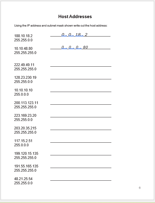 Solved Host Addresses Using the IP address and subnet mask | Chegg.com
